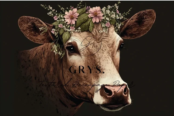 Clara the Cow Decoupage Paper- A1 size – Rock Me Revamp